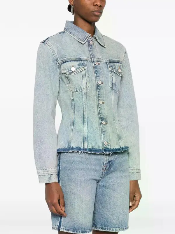 7 For All Mankind Trucker Button Frayed Jacket