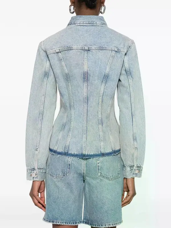 7 For All Mankind Trucker Button Frayed Jacket