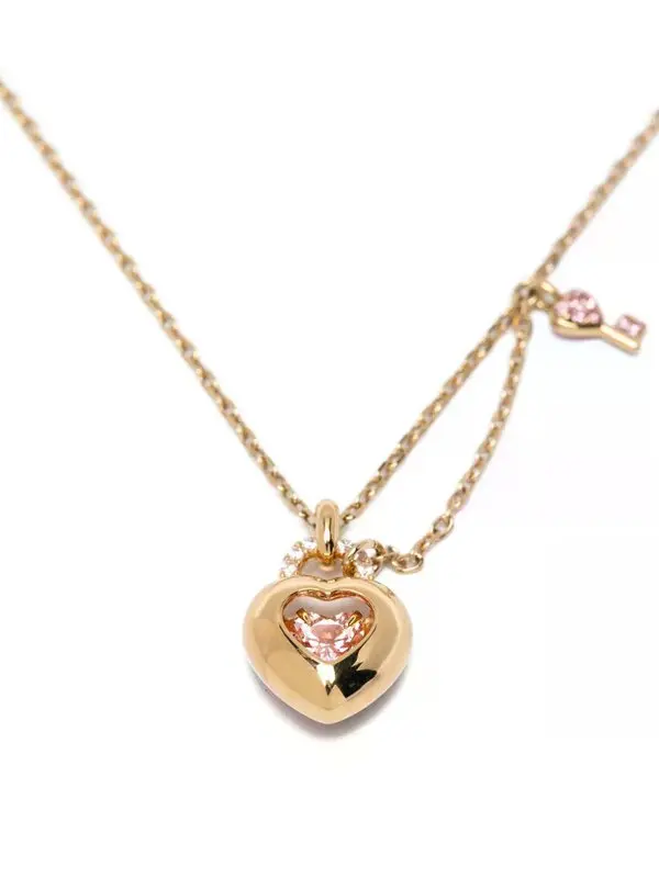 SWAROVSKI Tone Heart Pendant And Key Charm Necklace