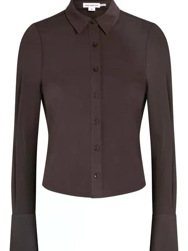 Good American Button-up Shirt With Cuffed Sleeves - Brown