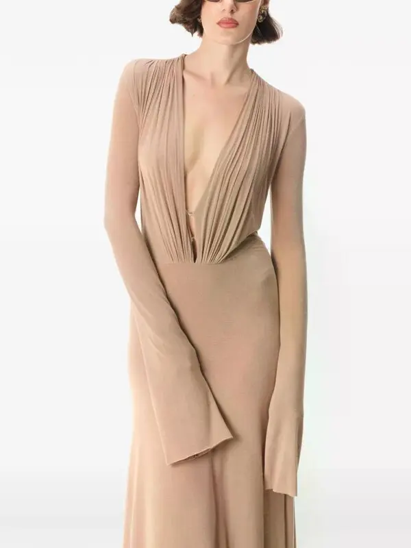 MANURI Suki Maxi Dress With Gathered Detailing - Neutrals