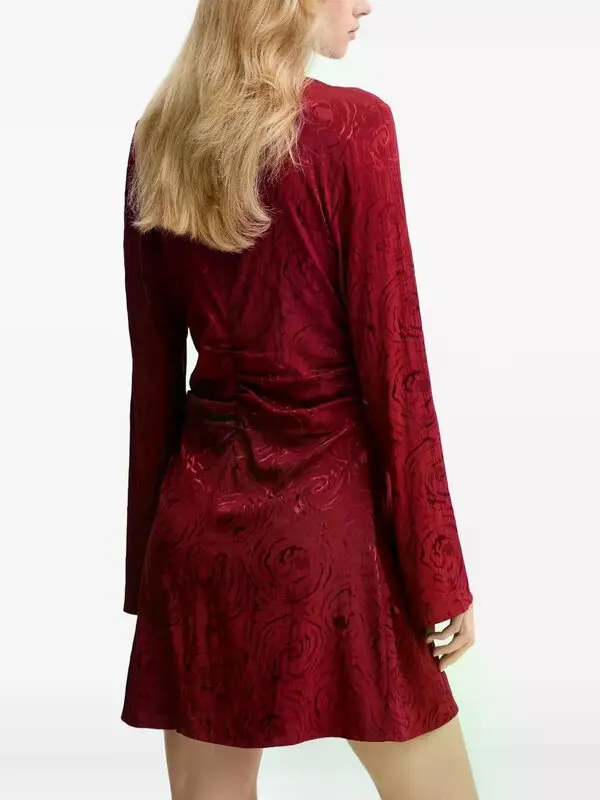 GESTUZ Deep Rose Print High Neck Mini Dress - Red