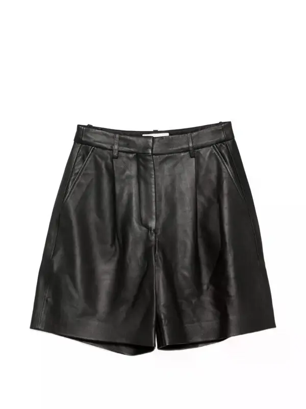 JOSEPH Suze Pleated Leather Shorts