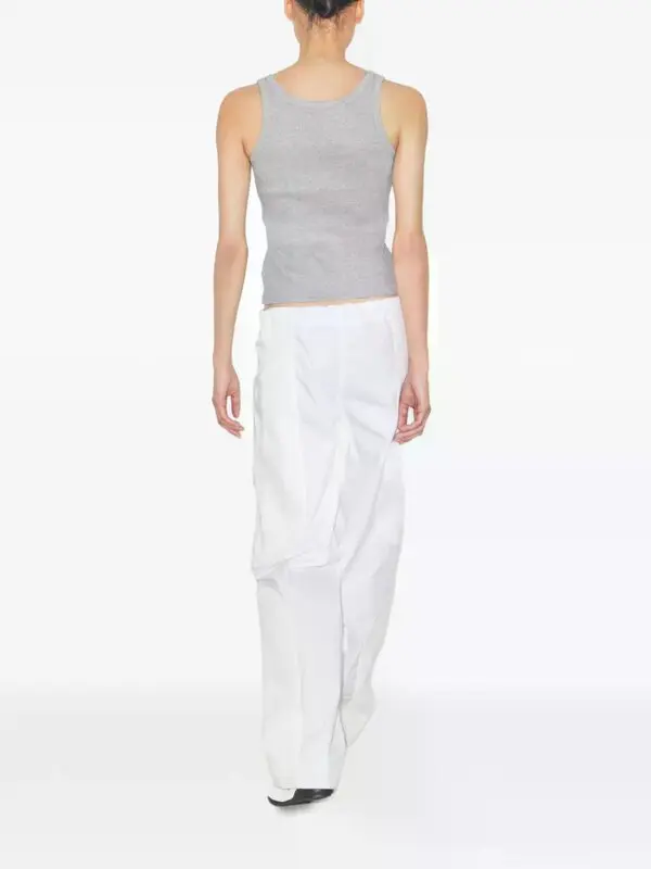 Tory Burch Scoop Neck Ribbed Cotton Tank Top - Grey