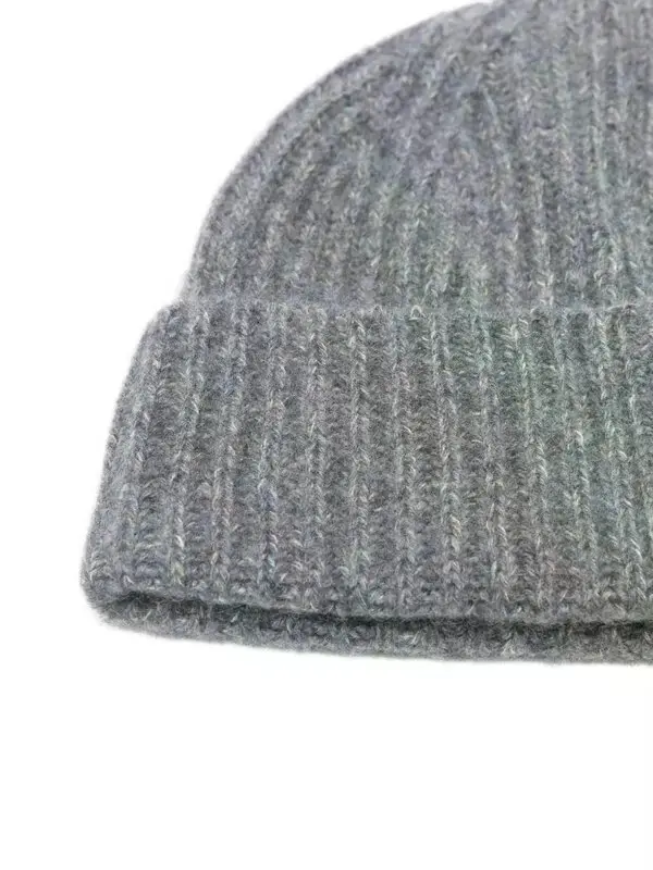 LISA YANG Ribbed Knit Beanie Hat - Grey