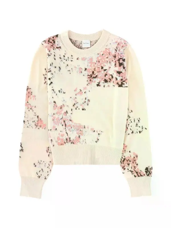 Paul Smith Floral Print Knitted Crew Neck Sweater