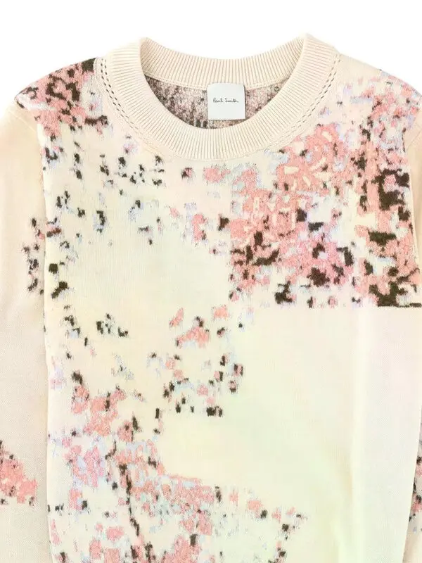 Paul Smith Floral Print Knitted Crew Neck Sweater