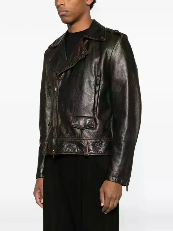SALVATORE SANTORO Dark Leather Biker Jacket