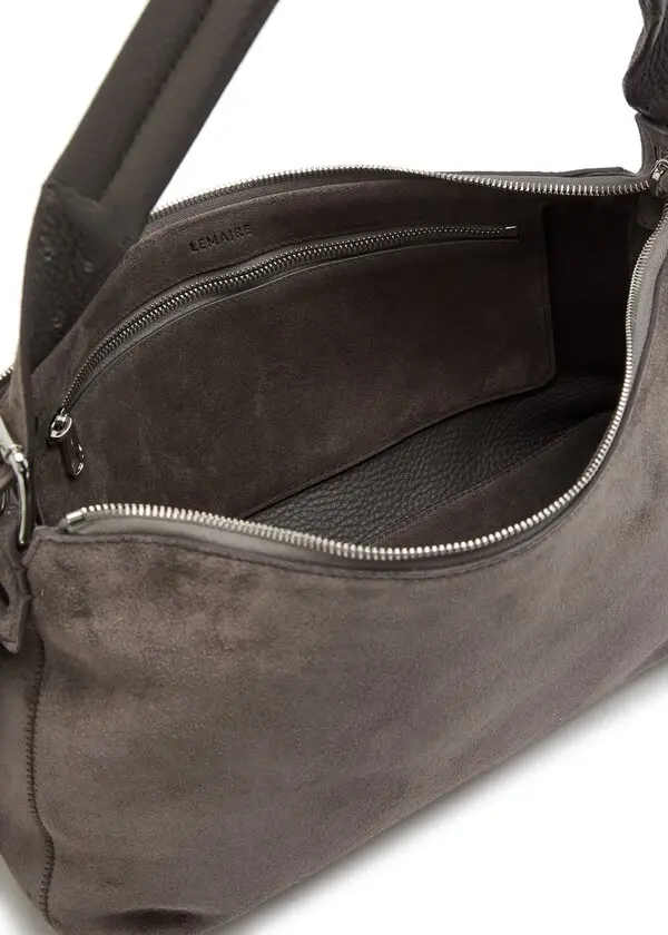 LEMAIRE Belted Suede Shoulder Bag - Brown