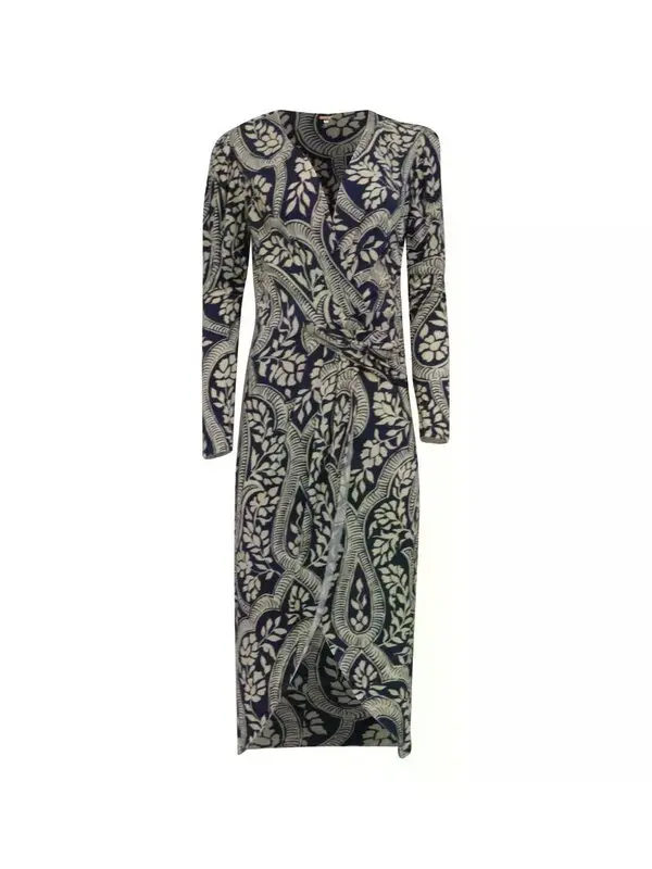 Johanna Ortiz Paisley Print V-neck Midi Dress - Blue