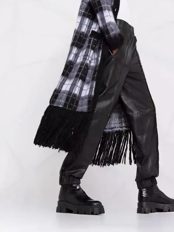 Red Valentino Fringed Check-print Cardigan
