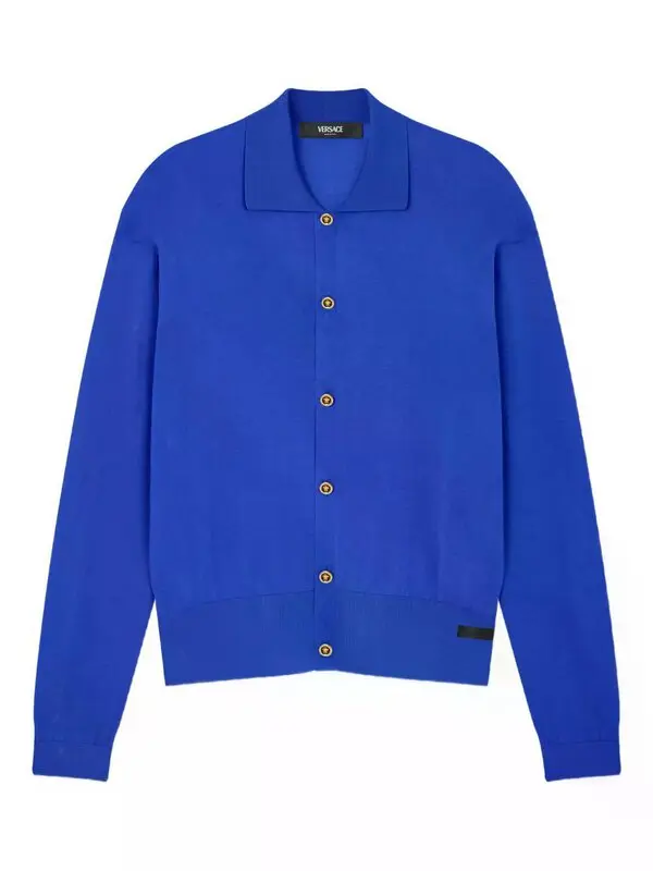 Versace Buttoned Collared Cardigan - Blue