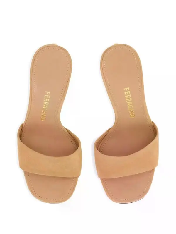 FERRAGAMO Suede Open Toe High Heel Sandals