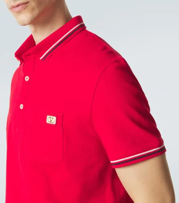 Valentino Garavani Cotton Pique Polo Shirt - Red