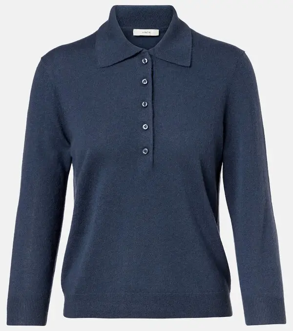 Vince Cashmere And Silk Polo Sweater - Blue