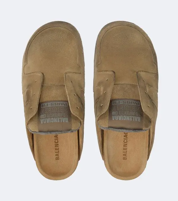 Balenciaga Dumbo Suede Slides - Beige