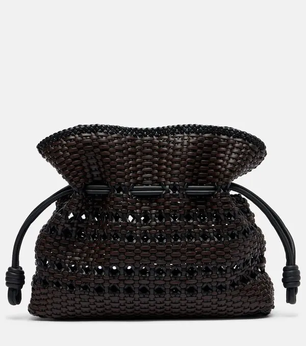 Loewe Flamenco Medium Woven Leather Clutch