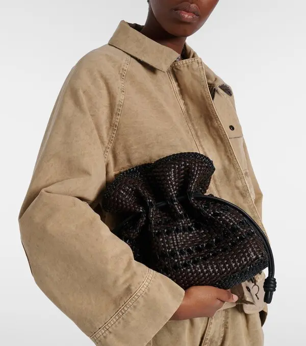 Loewe Flamenco Medium Woven Leather Clutch