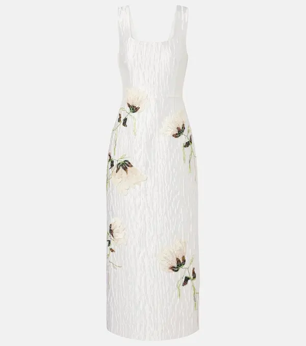 Simkhai Lilibeth Embellished Jacquard Midi Dress - White