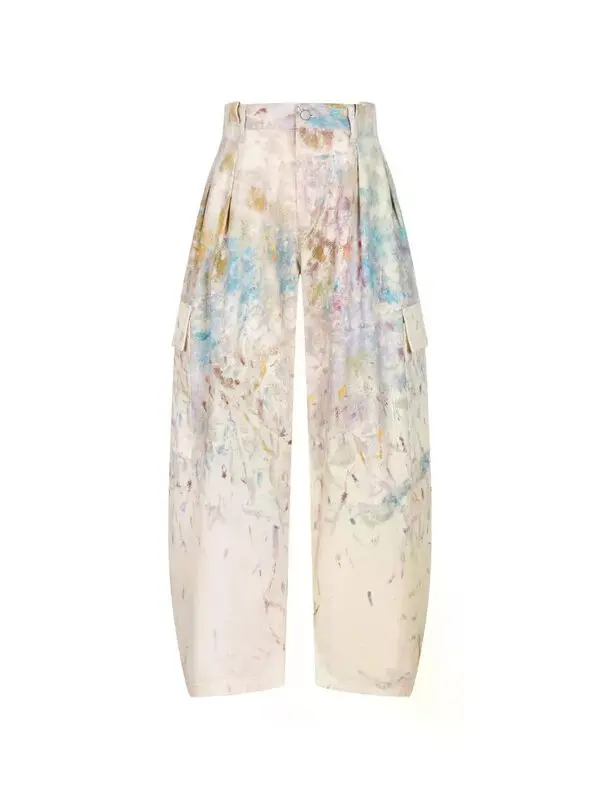 CROQUIS Cotton Printed Pocket Trousers - Neutrals