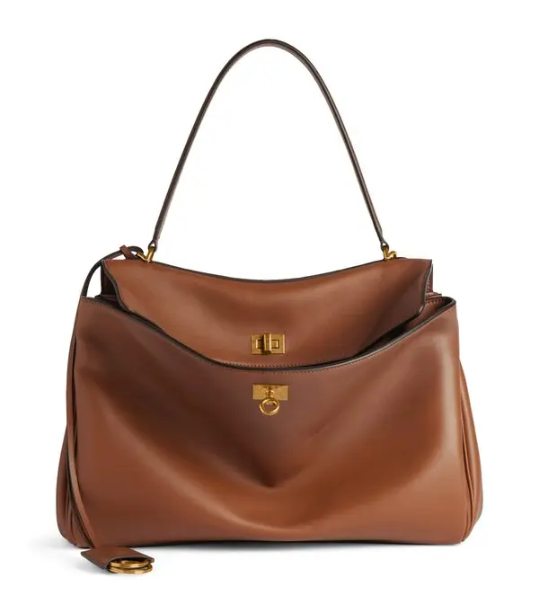 Balenciaga Medium Leather Rodeo Shoulder Bag - Brown
