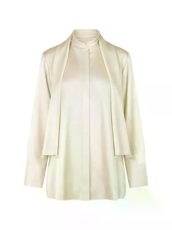 JIL SANDER Draped Blouse With Cuffed Sleeves - Neutrals