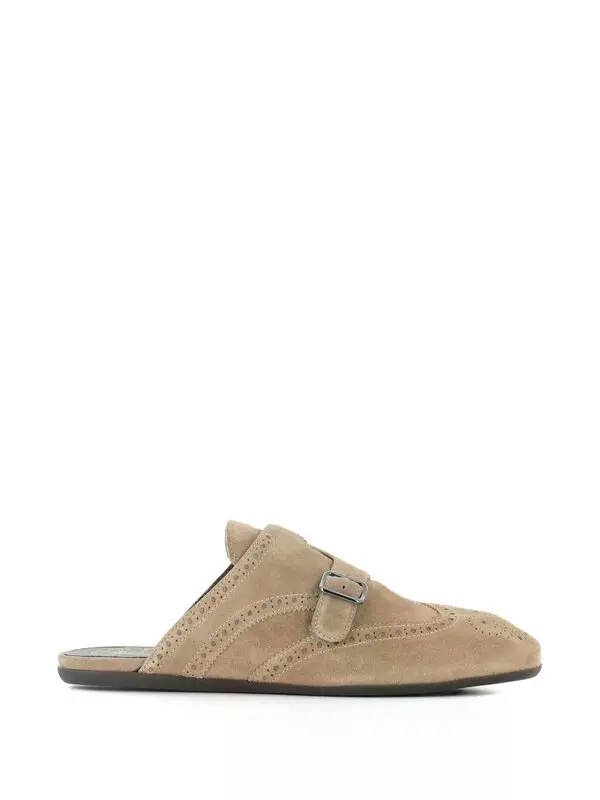Officine Creative Suede Buckled Mules - Neutrals