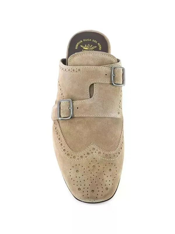 Officine Creative Suede Buckled Mules - Neutrals