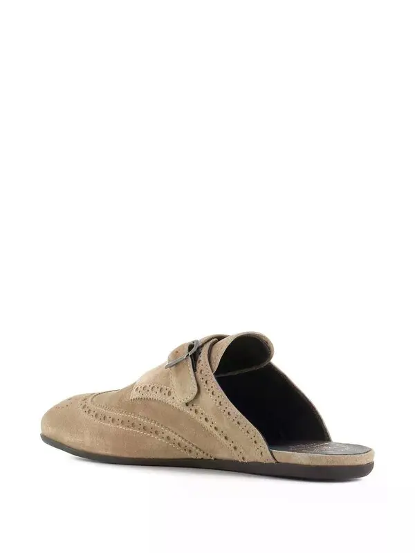 Officine Creative Suede Buckled Mules - Neutrals