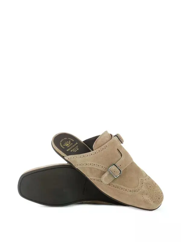 Officine Creative Suede Buckled Mules - Neutrals