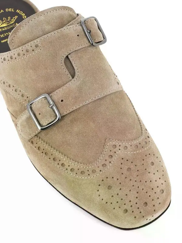 Officine Creative Suede Buckled Mules - Neutrals
