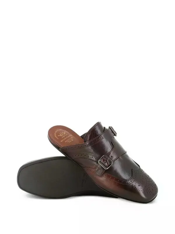 Officine Creative Leather Buckle Strap Slip-on Mules - Brown
