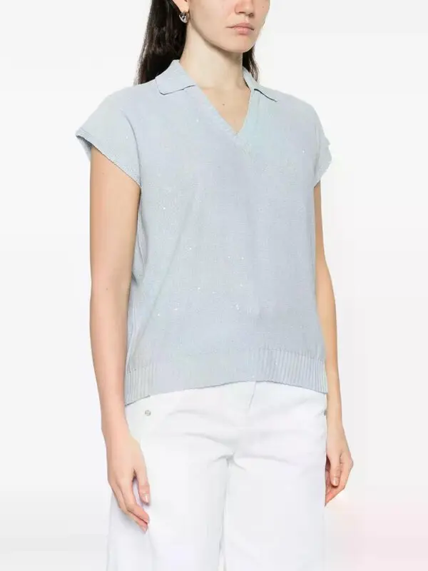 PANICALE Embellished Polo Knit Top