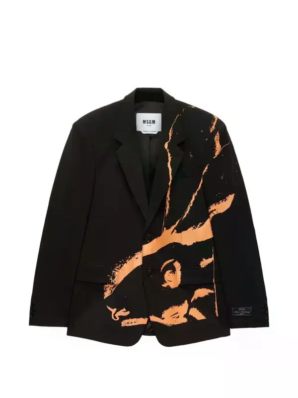 MSGM Sketched Bunnies Graphic Print Blazer
