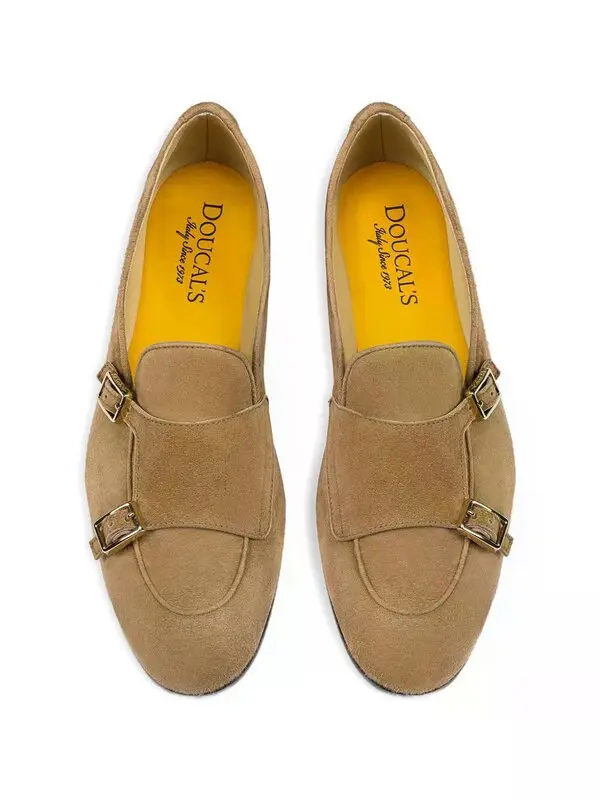 DOUCAL'S Teddy Suede Double-buckle Loafers