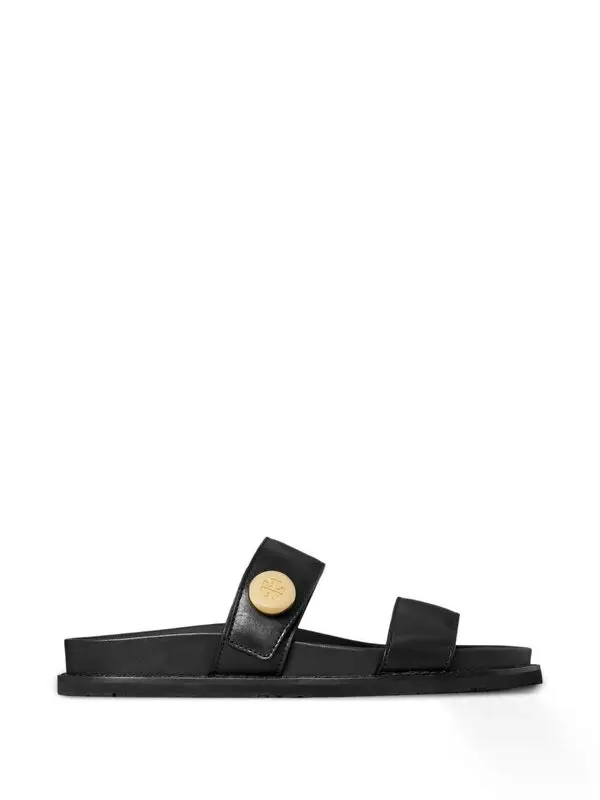 Tory Burch Romy Sport Slides With Signature Button Hardware - Black