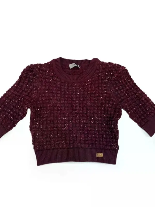 Elisabetta Franchi Sequin Embellished Textured Top - Red