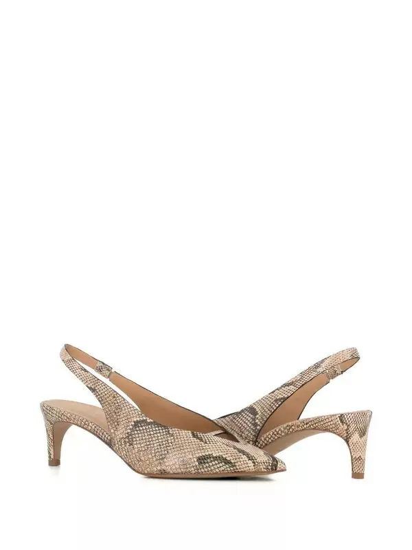 DEL CARLO Pointed Slingback Pumps In Snakeskin Effect