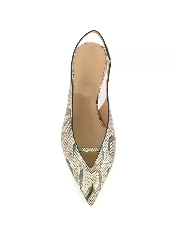 DEL CARLO Pointed Slingback Pumps In Snakeskin Effect