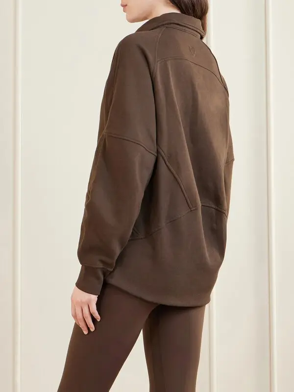 Lululemon Oversized Cotton-blend Jersey Half-zip Sweatshirt - Brown