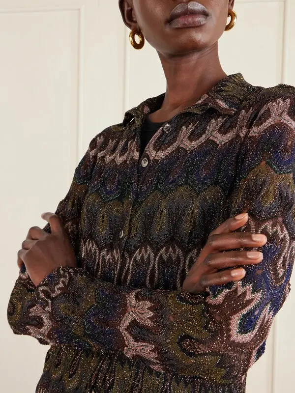 Missoni Metallic Crochet-knit Cardigan