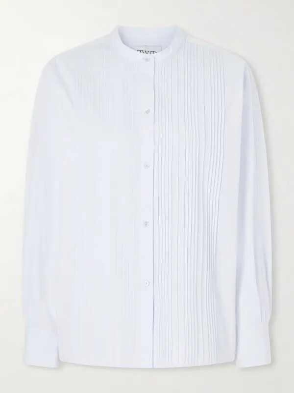 TWP Pintucked Cotton Poplin Shirt - Blue
