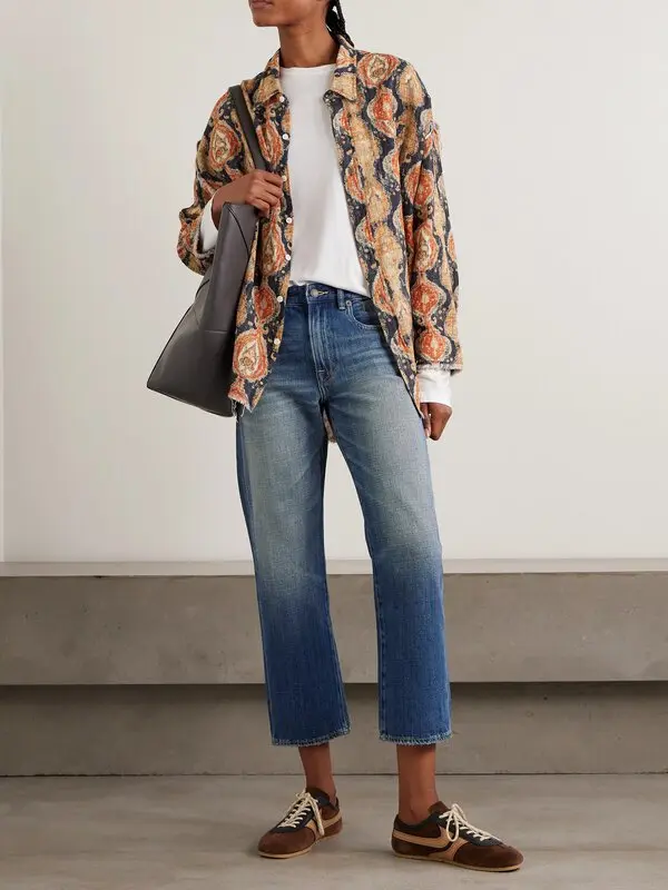 R13 Frayed Printed Cotton Shirt