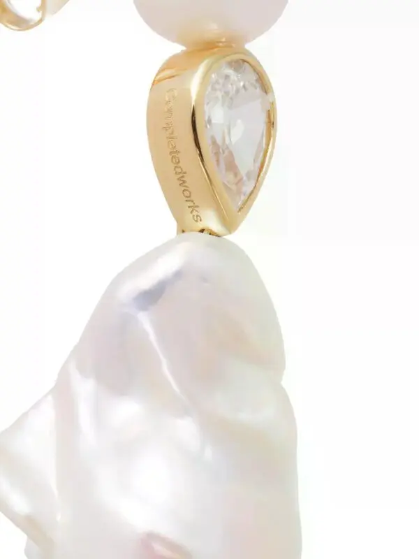 Completedworks Pearl And Zirconia Drop Earrings