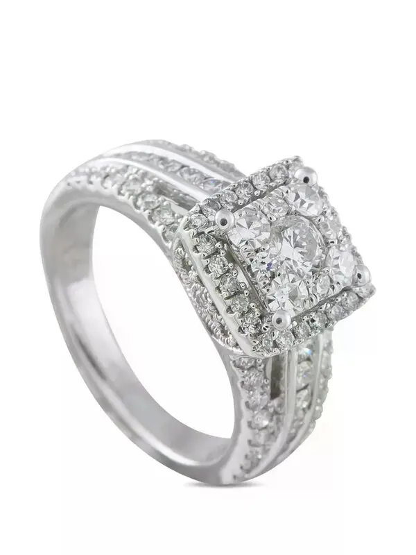 LB EXCLUSIVE 1.30 Carat Diamond Halo Ring In 14k White Gold - Silver
