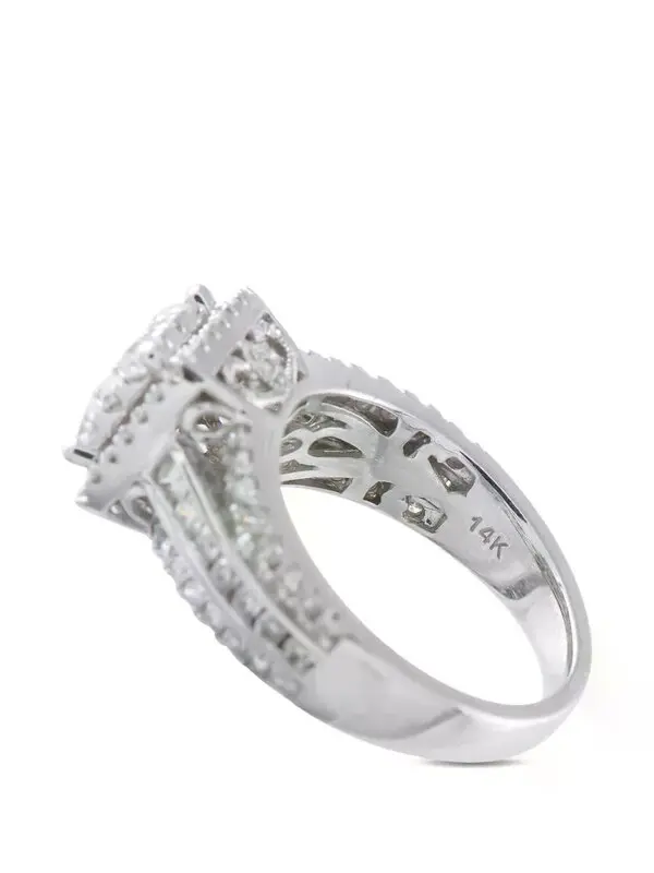 LB EXCLUSIVE 1.30 Carat Diamond Halo Ring In 14k White Gold