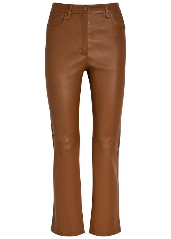 JOSEPH Duke Straight-leg Leather Trousers - Rust