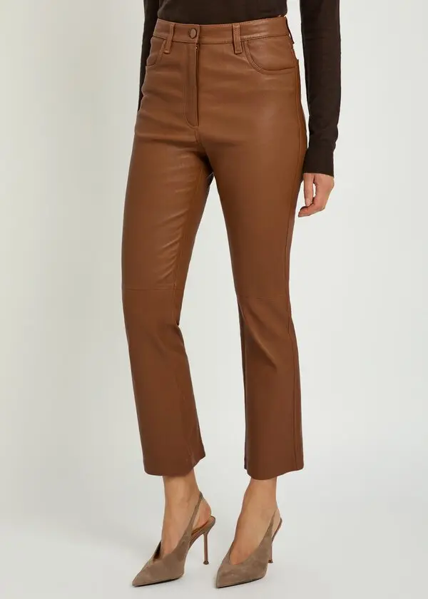 JOSEPH Duke Straight-leg Leather Trousers - Rust