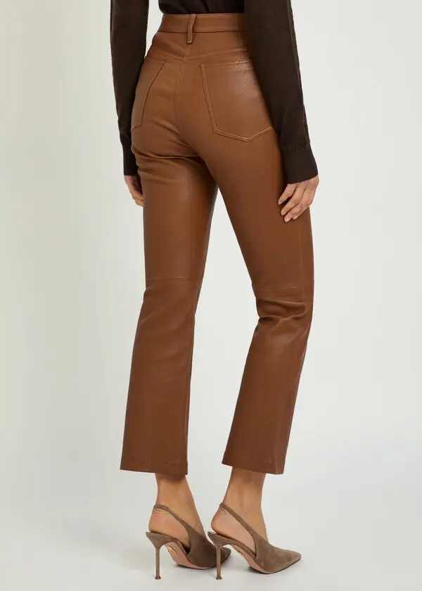 JOSEPH Duke Straight-leg Leather Trousers - Rust