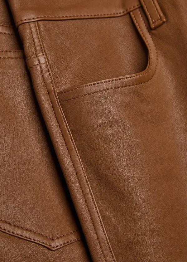 JOSEPH Duke Straight-leg Leather Trousers - Rust